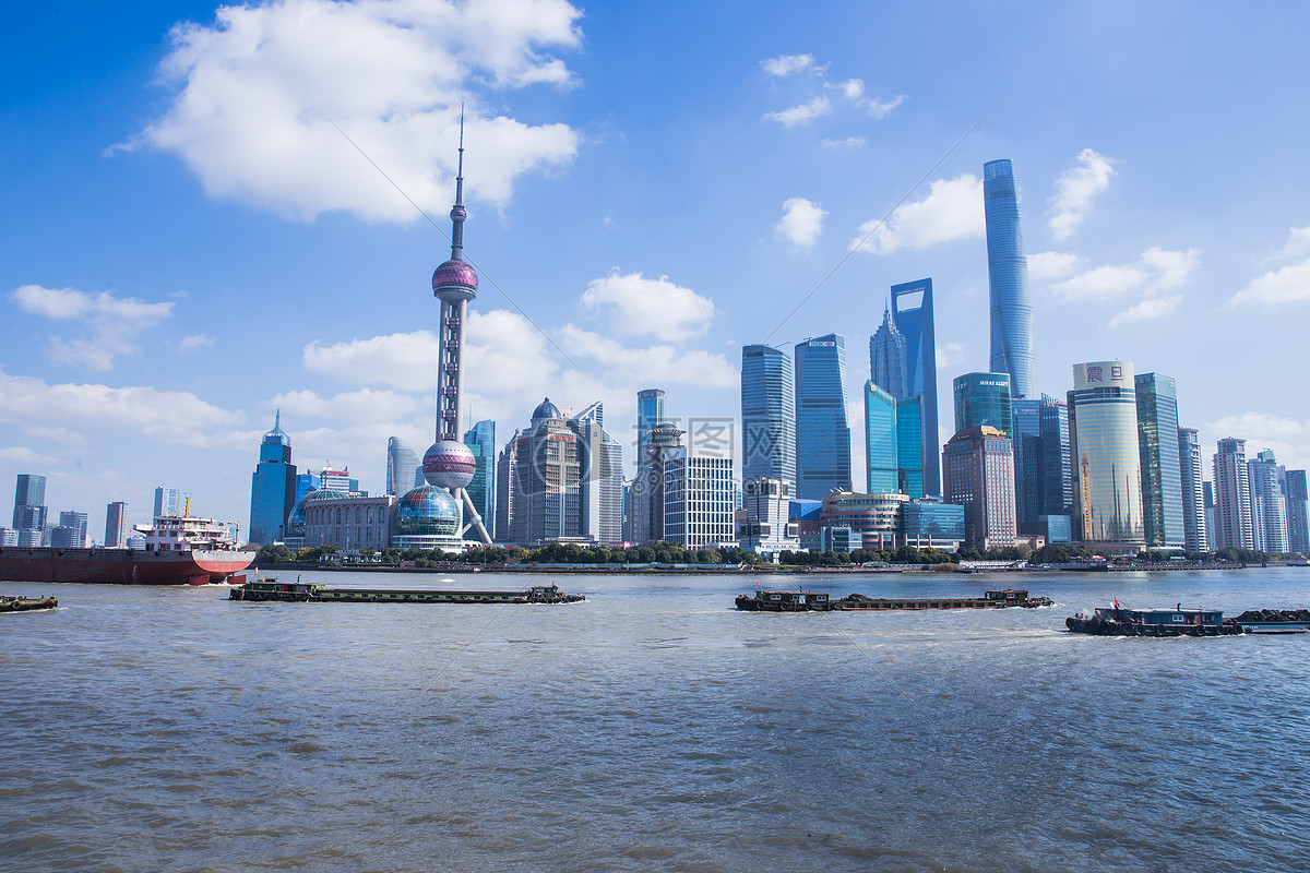 蓝天白云上海外滩陆家嘴图片素材_免费下载_jpg图片格式_VRF高清图片500251033_摄图网